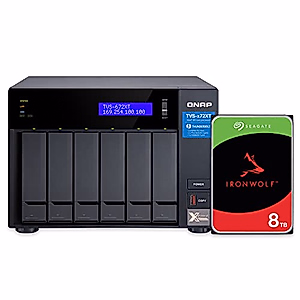 QNAP 6 Bay Thunderbolt NAS with 40TB Storage Capacity, Preconfigured RAID 5 Seagate IronWolf Drives Bundle (TVS-672XT-i3-8G-68S-US)