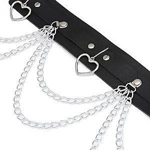 Reetan Punk Body Chains Black Layered Waist Chain Leather Belt Belly Chains Rave Party Body Jewelry Accessories for Women and Girls (1)