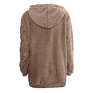 Blouse for Women Long Sleeve Kimloog Women Hooded Sweatshirt Coat Winter Warm Wool Zipper Pockets Cotton Coat Outwear [video game] [video game] Khaki