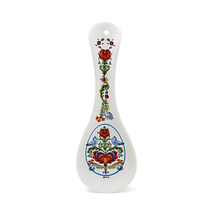 Decorative Ceramic Kitchen 10" Spoon Rest Rosemaling Lovebirds | ScandinavianGiftOutlet