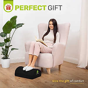 ErgoFoam Adjustable Foot Rest Under Desk for Added Height - Large Premium Velvet Soft Foam Footrest for Desk - Most Comfortable Desk Foot Rest in The World for Back, Lumbar, Knee Pain (Black)