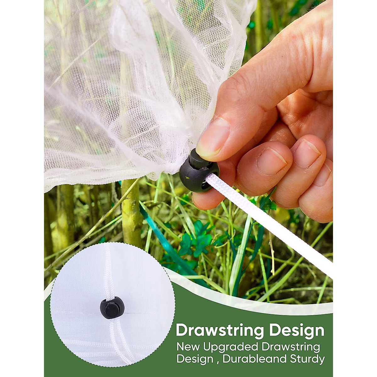 Bird Netting for Garden Protection - 4 PACK Garden Netting Pest Barrier with Drawstring,3.3Ft x 2.7Ft Mosquito Net Tomato Protective Cover Garden Plant Netting for cicadas Vegetables blueberry bushes