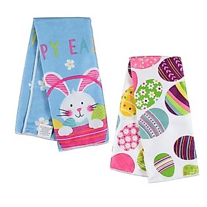 2 Set of 2 | Easter Towels | Spring Kitchen Towels | Easter Hand Towels for Bathroom | Easter Hand Towels | Easter Kitchen Towel set | Bunny Decorative Towels Kitchen | Happy Easter
