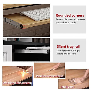 Wood Keyboard Tray Under Desk,Ergonomic Keyboard Tray,Height Adjustable Under Desk Keyboard Tray,Pull Out Keyboard & Mouse Tray with C Clamp,Slide-Out Platform Computer Drawer for Home Office