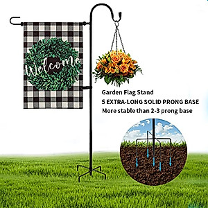 Garden Flag Holder Stand and Shepherds Hooks, 48 Inch Height with 1/2 Inch Thick Metal Garden Flag Pole-Outdoor Lawn Yard Flag Holder Stake for Small Flag 12x18, Solar Lights-Mini Flag Holder (1)