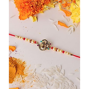 CHERKRAFT Rakhi Thread for Brother Men/Boy - Designer Rakhi with OM Symbol for Rakshabandhan (Pack of 1) (Design 3)