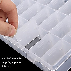 wankausonline 2 Pack Clear Dividers Box 24 Grids Adjustable Plastic Jewelry Organizer and Storage Container for DIY Art Clear Craft Box