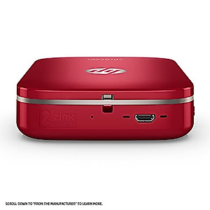 HP Sprocket Portable Photo Printer, Print Social Media Photos on 2x3" Sticky-Backed Paper - Red (Z3Z93A)