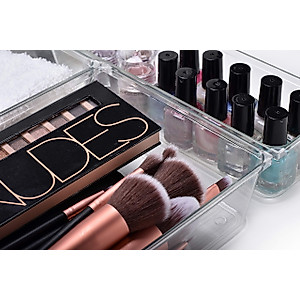 Clear Drawer Organizer - Easily Organize and Customize the Layout of Drawers. Great for Office Desk, Utensils, Cosmetics and Makeup. (8-Piece Set)