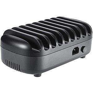 ORICO 120W 10 Port Charging Station for Multiple Devices 10 Ports Smart USB Charging Docking Organizer with Cooling Fan Compatible for iPhone, iPads, Samsung, Android Phone and Tablets