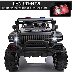 Aosom 53" L 2-Seater 12V Police Car Ride on Truck with Remote Control, Battery Operated Electric Car for Kids with Suspension, MP3 Player, Lights, Music, Horn, Pink