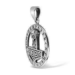 WithLoveSilver Sterling Silver Viking Amulet Norse Warrior Hammer of Thor Mjolnir Pendant