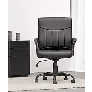 CLATINA Mid Back Leather Office Executive Chair with Lumbar Support and Padded Armrestes Swivel Adjustable Ergonomic Design for Home Computer Desk
