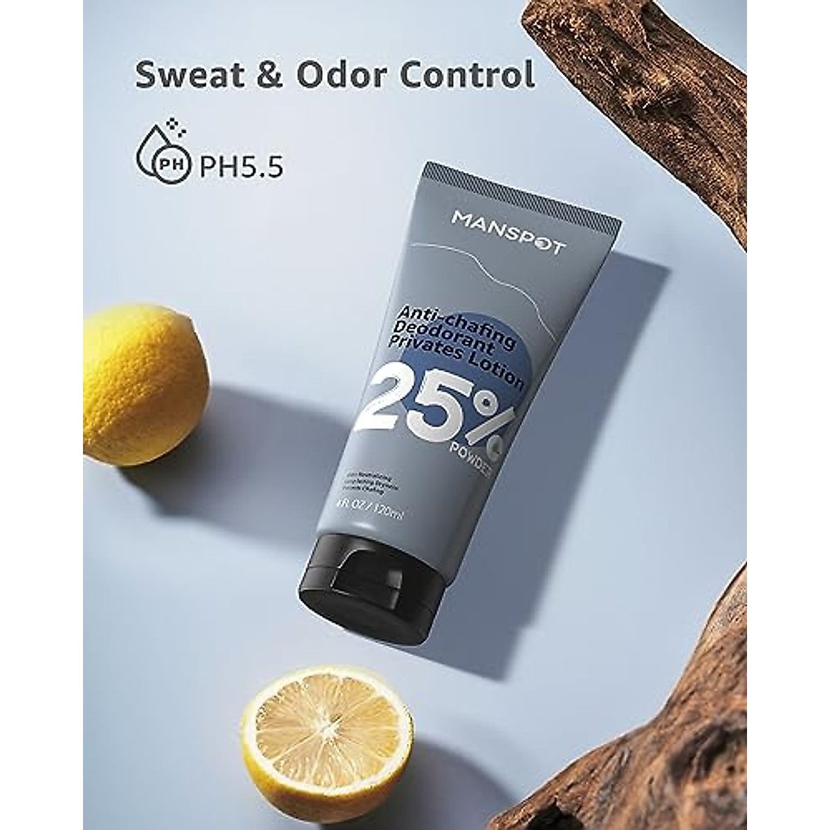 MANSPOT Deodorant Men for Ball Groin Armpit, Anti Chafing Deodorant Privates Ball Lotion/Powder for Men, Neutralize Odor, Anti-irritant, Keep Dryness & Against Sweat Odor, Safe for Whole Body, 4oz