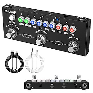 Multi Effects Guitar Pedal with Chorus Delay Reverb Distortion Overdrive, Bluetooth, Built-in Battery, designed for Electric Guitar.