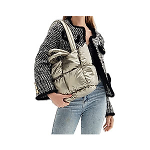 Trendy Puffer Tote Bag, Lightweight Padding Shoulder Bag, Winter Shoulder Bag (Bronze)