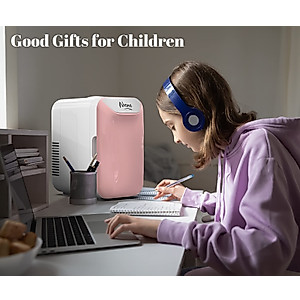 NXONE Mini Fridge,8 Can/6 Liter Small Refrigerator,110VAC/ 12V DC Portable Thermoelectric Cooler and Warmer Freezer Skincare Desk Little Tiny fridge for Cosmetics,Foods, Bedroom,Dorm,Office,and Car