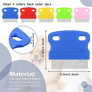 10 Pieces Tear Stain Remover Comb Dog Flea Comb Pet Grooming Comb Stainless Steel Teeth with Plastic Handle for Medium and Small Dogs Cats Removing Flea Dandruff Flakes and Stain