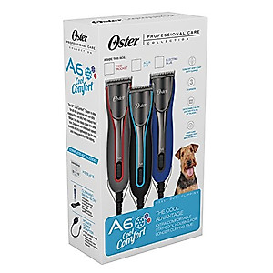 Oster A6 Cool Comfort Heavy Duty Pet Grooming Clippers with Detachable CryogenX #10 Blade, 3 Speed, Aqua Sky (078006-000-000),Black,1.75 x 1.88 x 6.90 inches