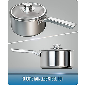 Dalstrong Sauce Pot - 3 Quart - The Oberon Series - 3-Ply Aluminum Core Cookware - Cooking Pot - Stock Pot - Premium Silver Pots and Pans - Dutch Oven Pot with Lid & Pot Protector