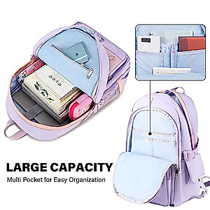 VIRTUREVI Girls Backpack for School Backapck for Teen Girls Waterproof School Bag BookBag for Girls Purple