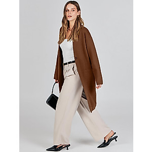 ANRABESS Women's 2023 Cardigan Coat Long Sleeve Open Front Knit Casual Coatigan Sweater Classy Trendy Clothes Spring Going Out Jacket Outwear B1123jiaotang-M, Caramel