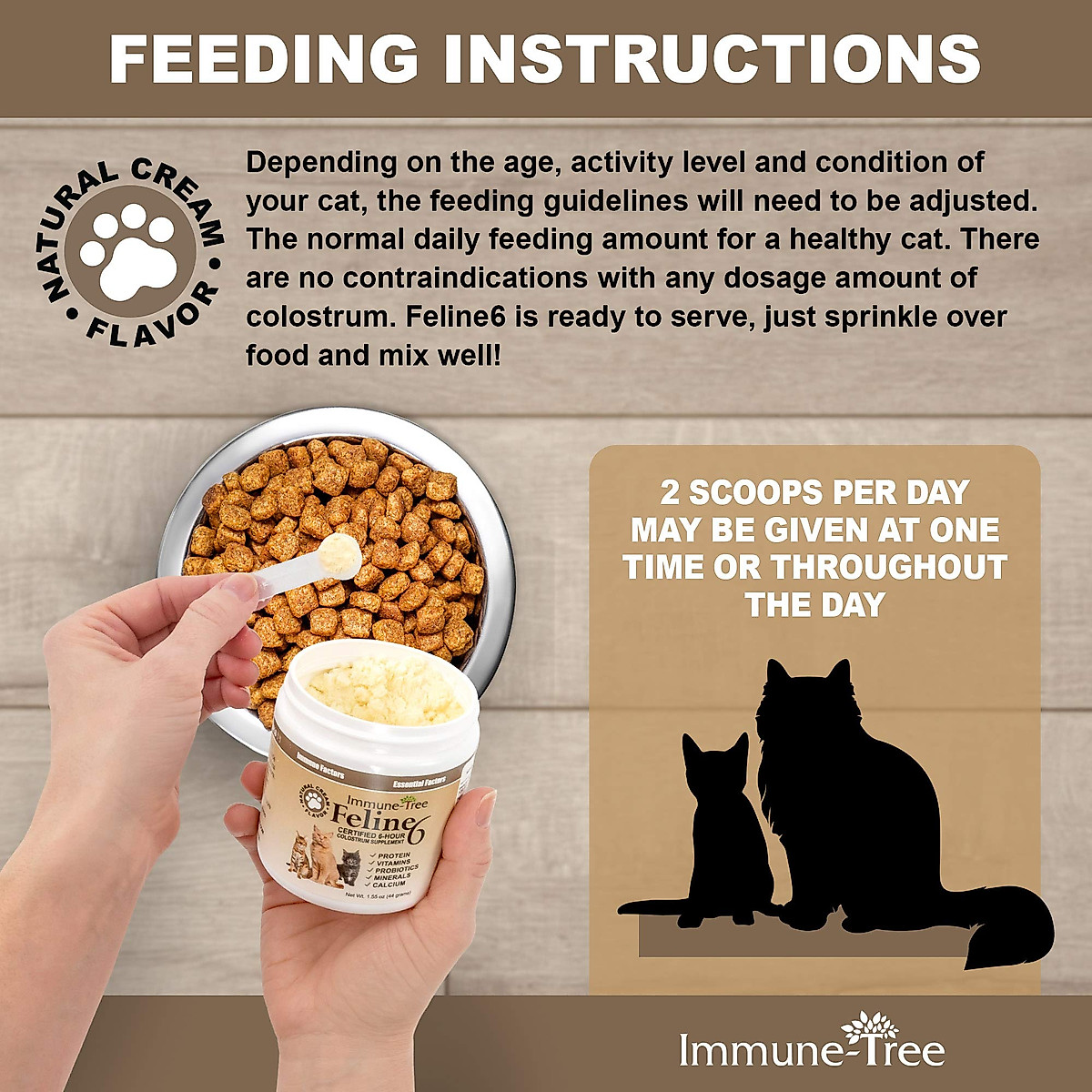 Immune-Tree Colostrum Probiotic Powder for Cats | Supplement for Cat Allergy, Immune Support, Skin and Coat & Itching Relief | Colostrum Powder for Cats Immunity System | Made in USA | 1.55oz