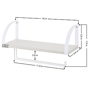 Farmhouse Wood Paper Towel Holder Under Cabinet Wall Mount Paper Towel Holder with Storage Shelf for Kitchen, Bathroom, Cabinets Shelf Storage Organizer