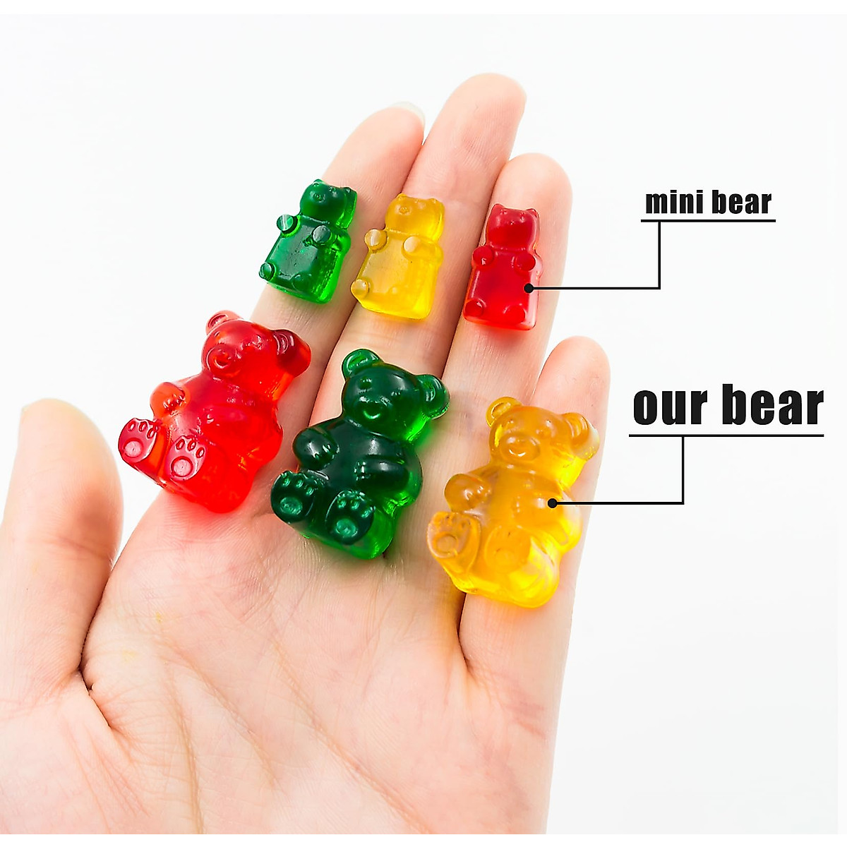 Large Gummy Bear Mold Candy Molds, Non-Stick Silicone Gummy Chocolate Molds BPA Free with 3 Droppers, Set of 3