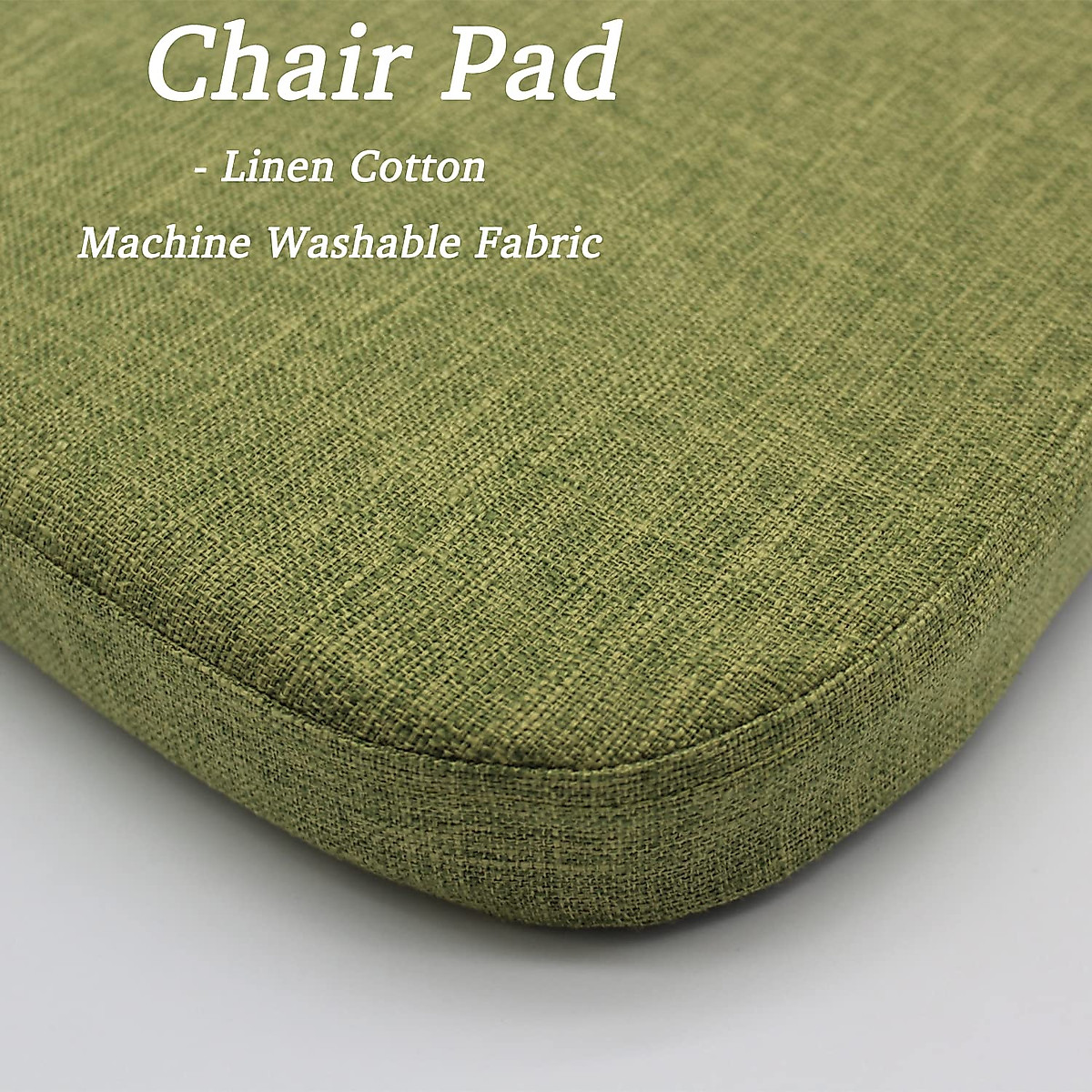 ZYHOONE Chair Pads with Ties for Dining Chairs - Indoor Kitchen Room No Slip Seat Cushion Pad with Machine Washable Cover [14.5 X 15.5 X 2 Inches] - Green
