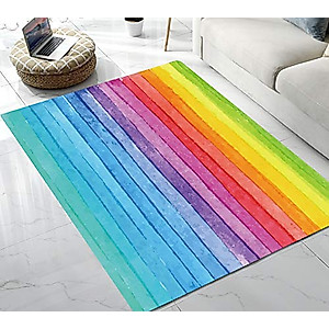 Pretty Color Rainbow Theme Area Rug for Living Room Bedroom Playing Room 5'x6'
