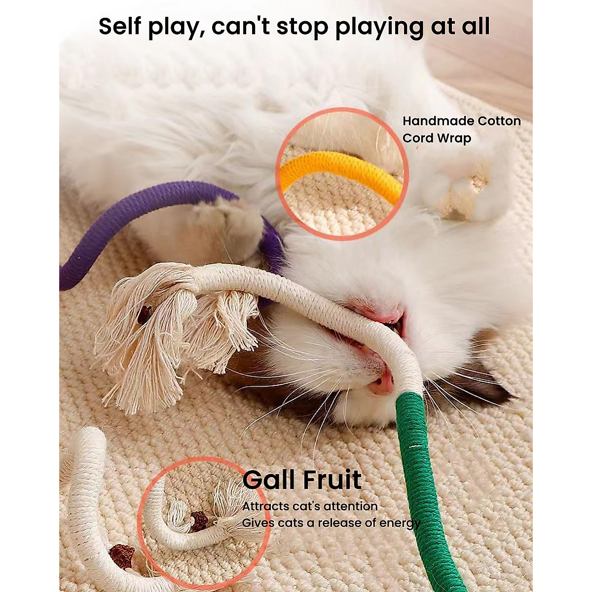 Spindro 3 Pack Cat Catnip Toys for Indoor Cats, Cat Chew Toy for Teeth Cleaning Interactive Cat Teething Toy for Kittens Dog Toys Cat Dental Toy Natural for Aggressive Cats