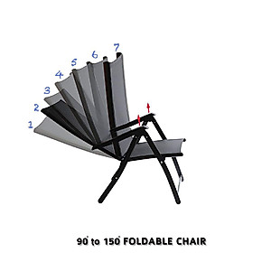NueMedics Heavy Duty Adjustable for 7 Different Angles Folding Arm Chair Indoor Outdoor Garden Deck Pool Camping Beach (400 Lbs Capacity) (1)