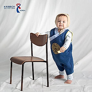 SWEETDEW Unisex Infant Baby Girls Boys Organic Cotton Vest, Sleeveless Coat,Lightweight Hanbok Vest, Contemporary Korean Style (Off White)