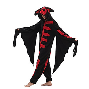 Mothman Halloween Onesie Adult Pajamas Cosplay Animal Homewear Sleepwear Jumpsuit Costume for Women Men