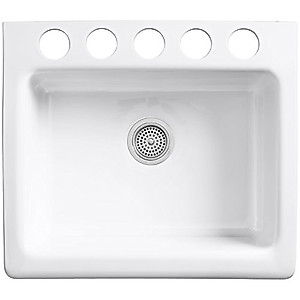 KOHLER K-6573-5U-0 Alcott Apron-Front, Undercounter Kitchen Sink, White