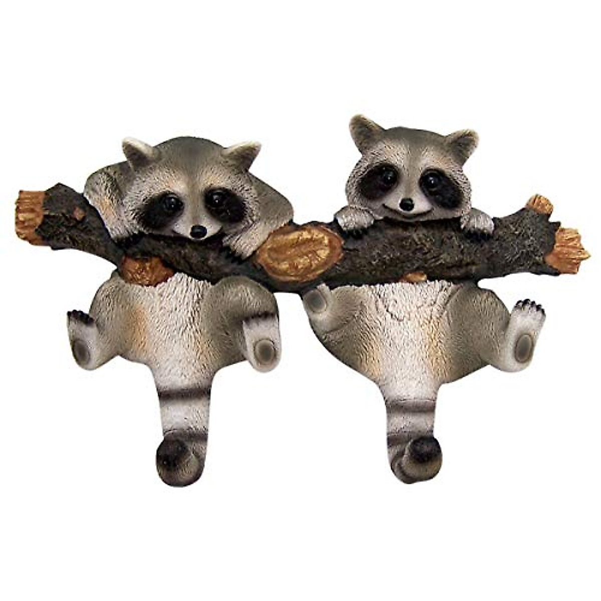 Wowser Rustic Cast Resin Log Cabin Decor Hanging Raccoon Wall Hooks, 9 Inch