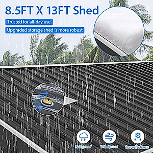 HOGYME 8.5 x 13 FT Large Outdoor Storage Shed, Tall Metal Garden Sheds for Bike, Lawnmower, Garbage Can, Sheds & Outdoor Storage for Backyard Patio Lawn with Lockable Doors and Air Vents, Deep Gray