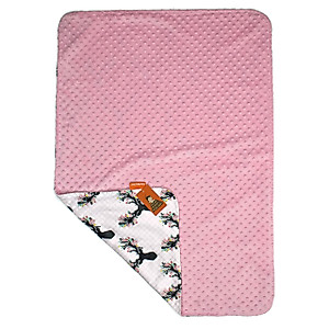 Dear Baby Gear Soft Floral Baby Blanket with Antlers - Newborn Girl Blanket - Warm Quilt and Infant Blankets - Toddler Blankets for Girls - Pink Cute Quilt- Light Pink 40x30 Inches