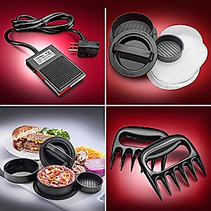 STX Turboforce II "Platinum" w/Foot Pedal Heavy Duty Electric Meat Grinder & Sausage Stuffer: 6 Grinding Plates, 3 S/S Blades, 3 Sausage Tubes, Kubbe, 2 Meat Claws, Burger-Slider Patty Maker - Black