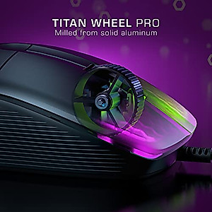 ROCCAT Kone Pro PC Gaming Mouse, Lightweight Ergonomic Design, Titan Switch Optical, AIMO RGB Lighting, Superlight Wired Computer Mouse, Titan Scroll Wheel, Honeycomb Shell, 19K DPI, Black