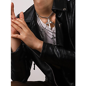 Sacina Gothic Cross Choker Necklace, Zinc Alloy Cross Pendant, Goth Halloween Christmas New Year Jewelry Gift for Women