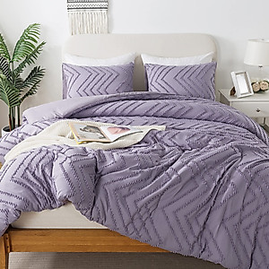 Litanika Purple Full Comforter Sets, Lightweight Fluffy Bedding Comforter Sets for Bed, 3 Pieces Down Alternative Comforter Bed Set Gift Choice (79x90Inches, 1 Comforter and 2 Pillow Shams)