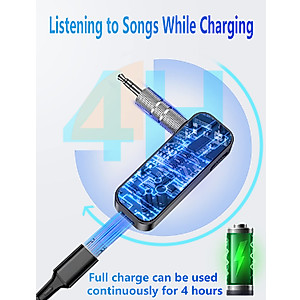 FMIIFMS Bluetooth 5.0 Adapter 3.5mm Jack Aux Dongle, 2-in-1 Wireless Transmitter Receiver for Car,TV Audio,Headphones,Speakers,Projector