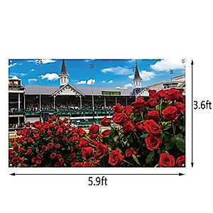 Kentucky Derby Photo Booth Backdrop Churchill Downs Horse Racing Rose Indoor Outdoor Party Photography Home Wall Background Decoration (5.9×3.6ft)