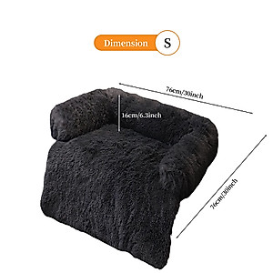 Hoyooyoo Plush Pet Sofa Bed Dog Mat Sofa Warm Pet Kennel,Couch Cover for Dogs,Washable Dog Bed Thick Blanket Cushion with Removable Cover and Non Skid Bottom (Small)