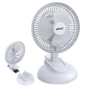 shinic 6-inch Clip on Fan with Strong Clamp,Powerful Airflow,Adjustable Tilt,Quiet Cooling Table-Top&Clip Fan with 6 ft Cord for Home,Office,Car,Garage,Gyms and Workshops(1pcs, White)