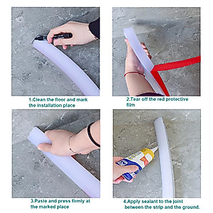 KRUI Collapsible Shower Threshold Water Dam, 39 In, Self Adhesive Shower Edge Water Barrier Stopper, Shower Water Blocker Retention System, Dry and Wet Separation for Bathroom Kitchen Countertop Sink