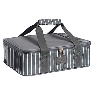Fun Elements Casserole Carrier for Hot or Cold Food, Insulated Casserole Dish Carrier, Thermal Lasagna Lugger Tote for Potluck Parties/Picnic/Cookouts, Fits 9"×13" Baking Dish, Grey