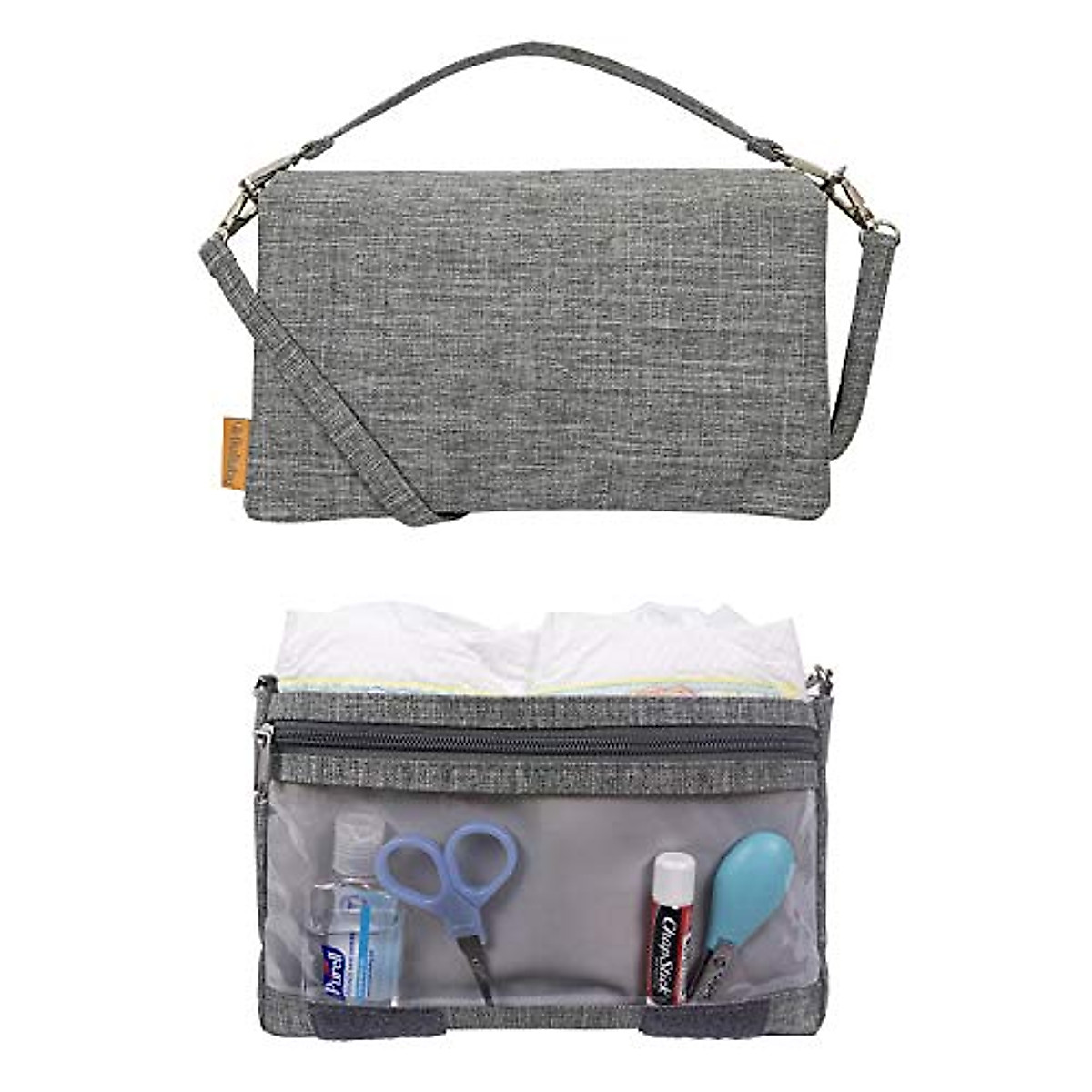 liuliuby Crossbody Diaper Clutch - Diaper Pouch, Small Diaper Bag, Wristlet (Heather Gray)